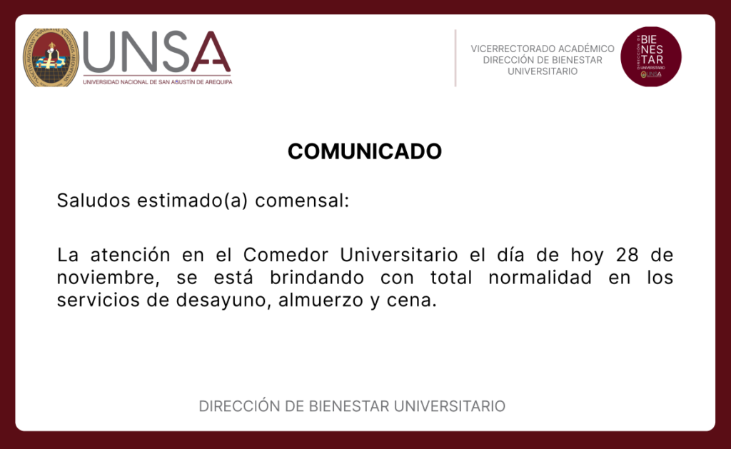 COMUNICADO COMEDOR UNIVERSITARIO